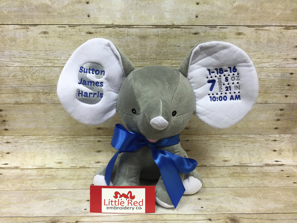 Cubbies™ Grey Dumble Elephant with Custom Embroidery | Little Red Embroidery Co.