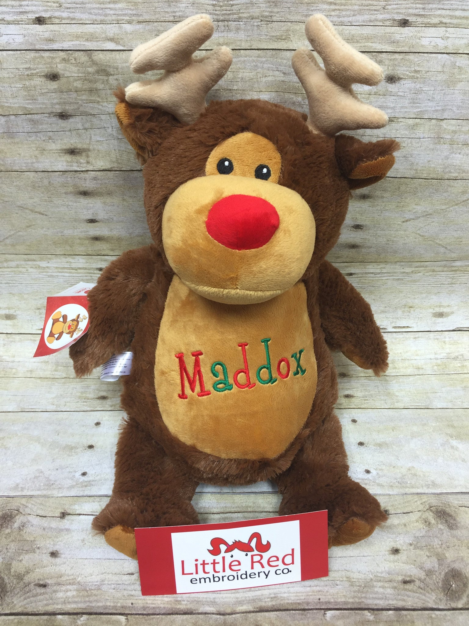 Cubbies™ Brown Reindeer Stuffie with Custom Embroidery – Little Red ...